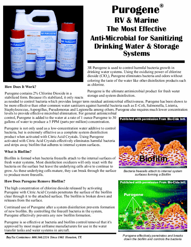 Purogene Water Treatment Preserver 128oz Free Shipping