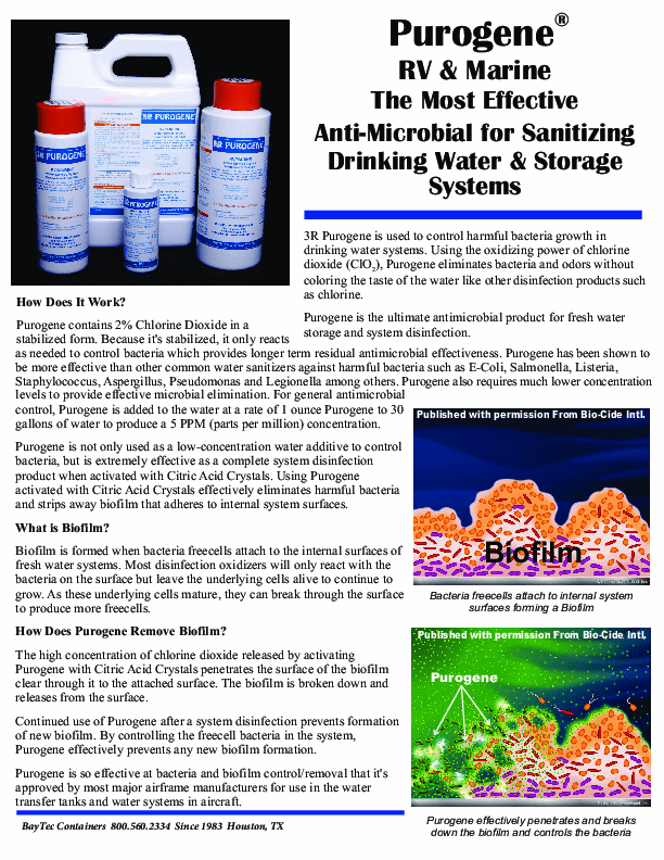 Purogene Water Treatment Preserver 128oz Free Shipping