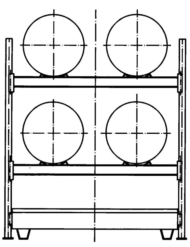 4-Drum Horizontal Rack with Spill Containment Sump | Galvanized Steel