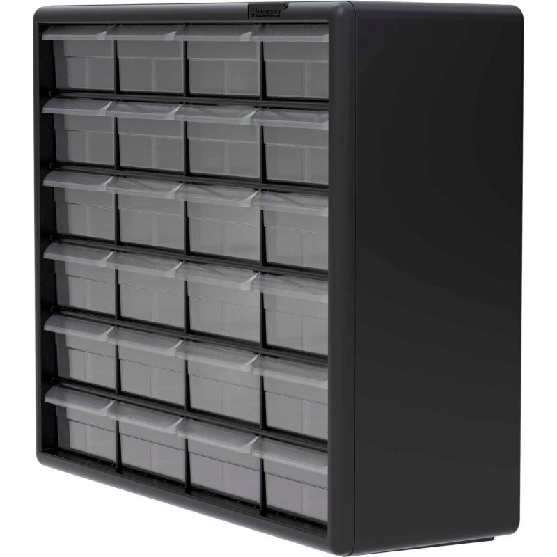 Akro-Mils 10124 Plastic Drawer Parts Cabinet - Black, 20"W x 6-3/8"D x ...