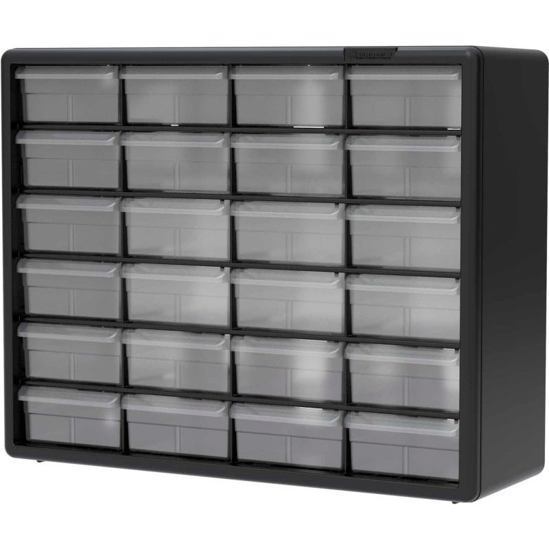 Akro-Mils 10124 Plastic Drawer Parts Cabinet - Black, 20"W x 6-3/8"D x ...