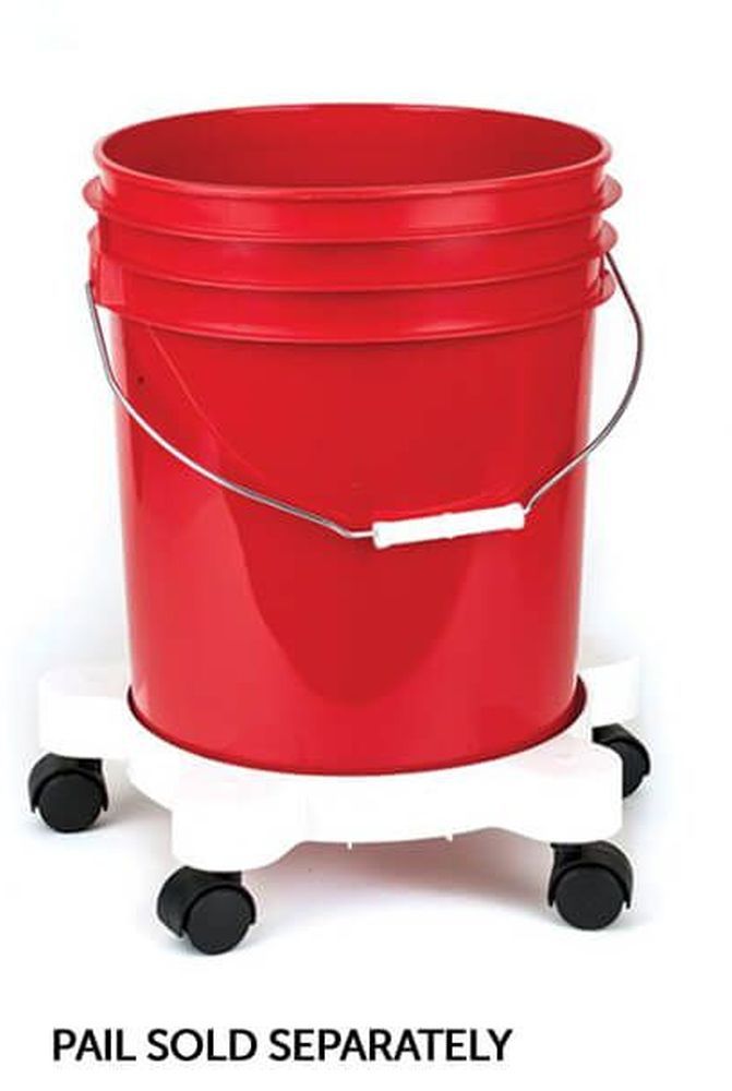 5-6 Gallon Chemical Resistant Multi Use Pail Dolly White