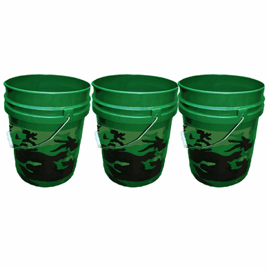 5 Gallon (20L) Camo Plastic Bucket, 3-pack - Non-UN