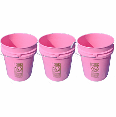 5 Gallon Pink Plastic Bucket, 3-pack - Non-UN