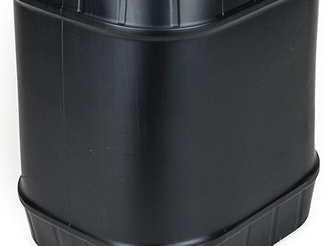 Black 5 Gallon Rectangular Plastic Pail, Closed Head, 70 mm Cap Included