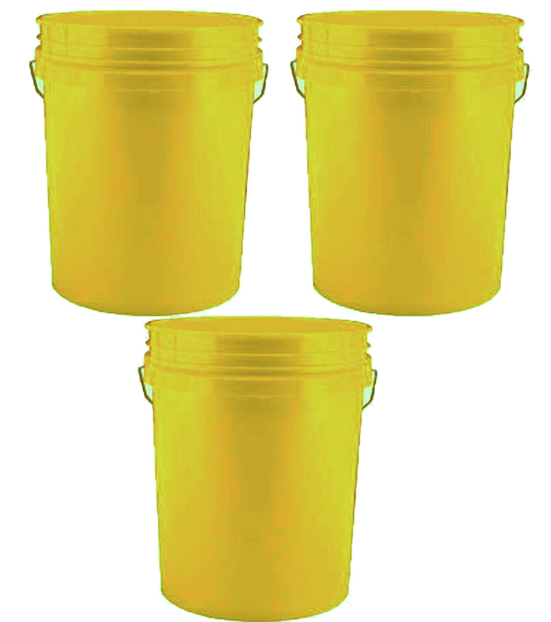 5 Gallon Bucket,Plastic,Yellow 3 Pack