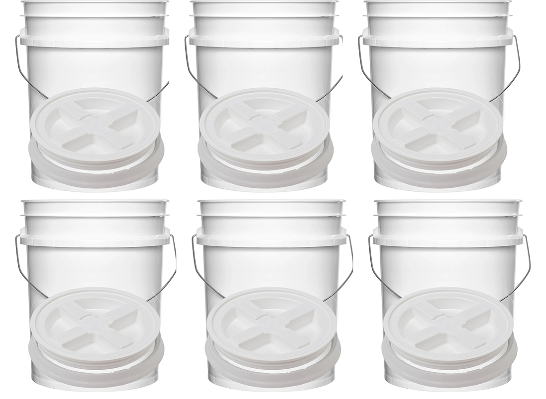 5 Gallon Buckets Easy Off Gamma Seal Lids White Combo 6 Pack br Font color red Special Combo Free Shipping font