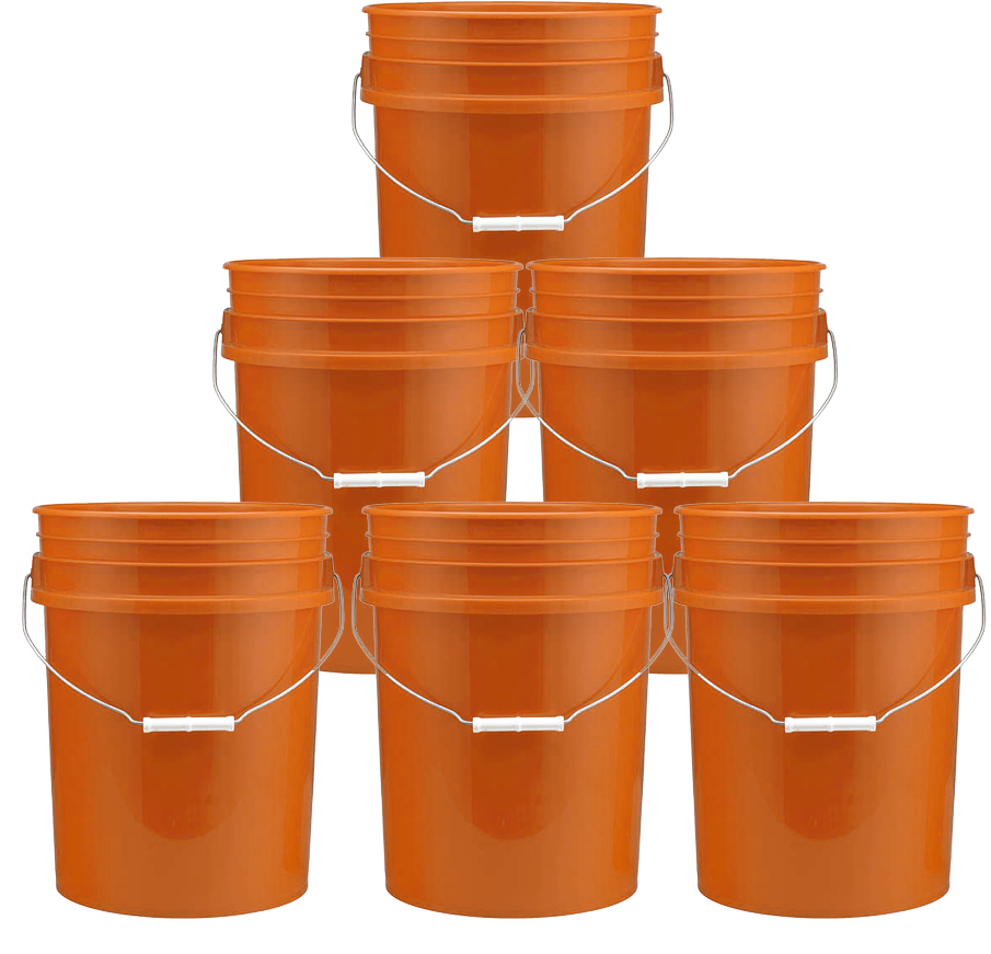 5 Gallon Buckets Orange - Six Pack