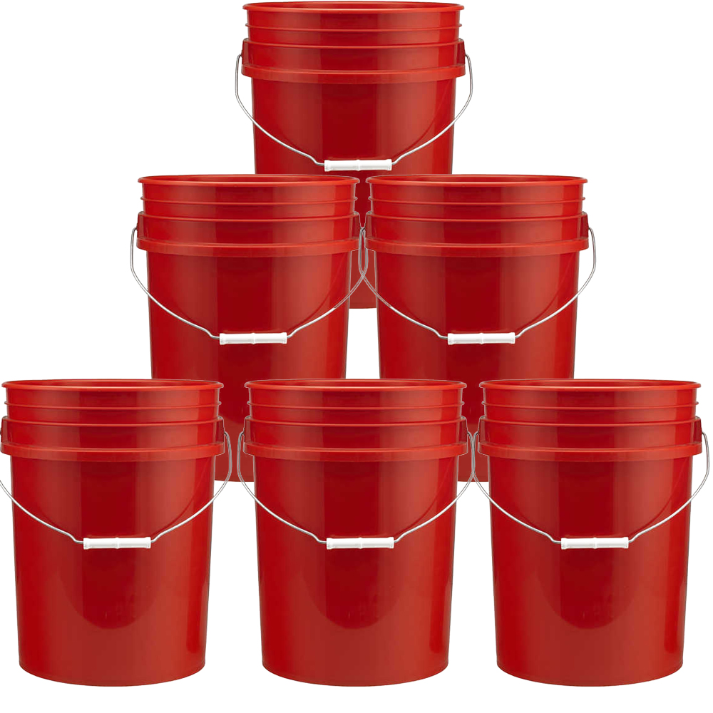 5 Gallon Buckets Red - Six Pack