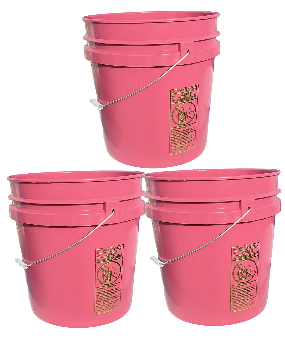 Dark Pink 5 Gallon Plastic Buckets – 3 Pack | BPA-Free | Non-UN Rated ...