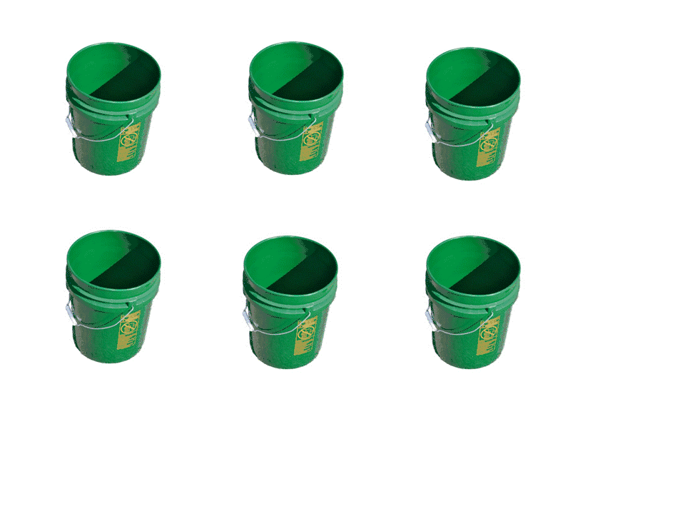 5 Gallon Green Buckets, 6 Pack Overstock, SOLD OUT!!
