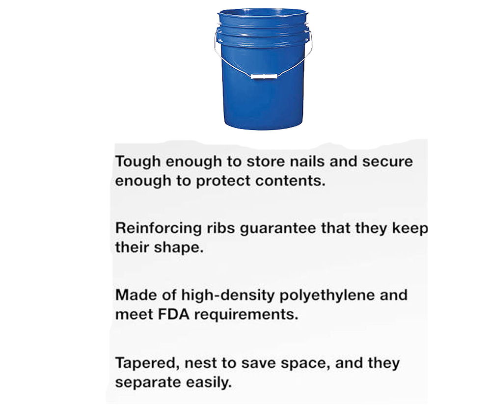 5 Gallon Plastic Bucket Blue 3 Pack