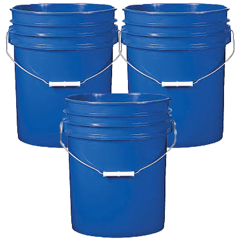 5 Gallon Plastic Bucket Blue 3 Pack