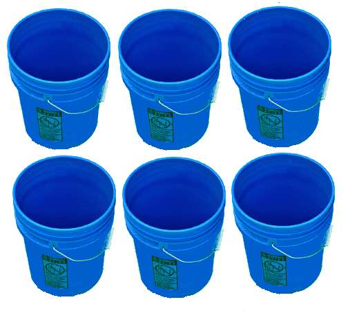 5 Gallon Plastic Buckets Blue | Six Pack