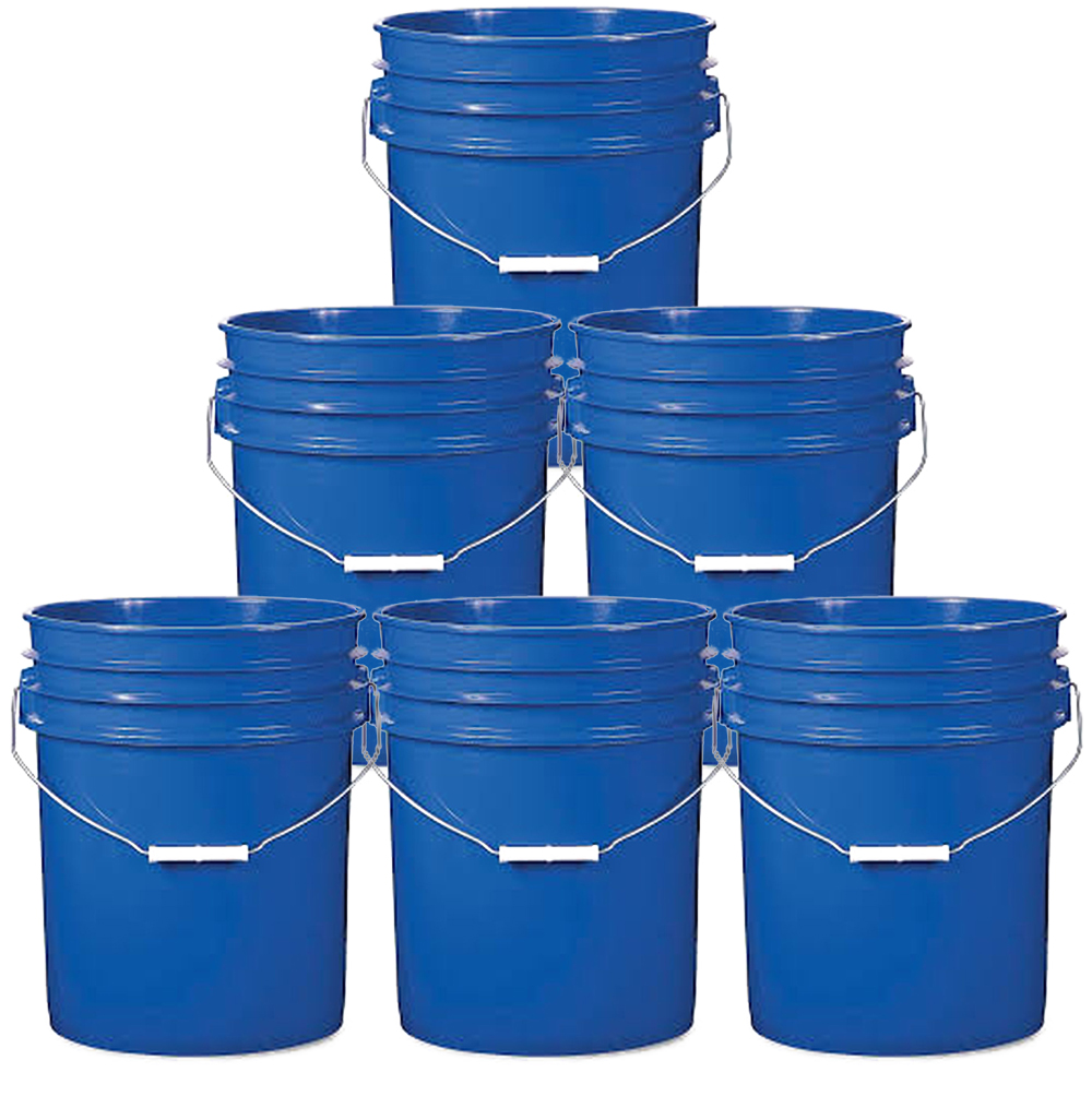 5 Gallon Plastic Buckets Blue | Six Pack