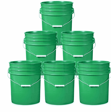 5 Gallon Plastic Buckets Green | Six Pack