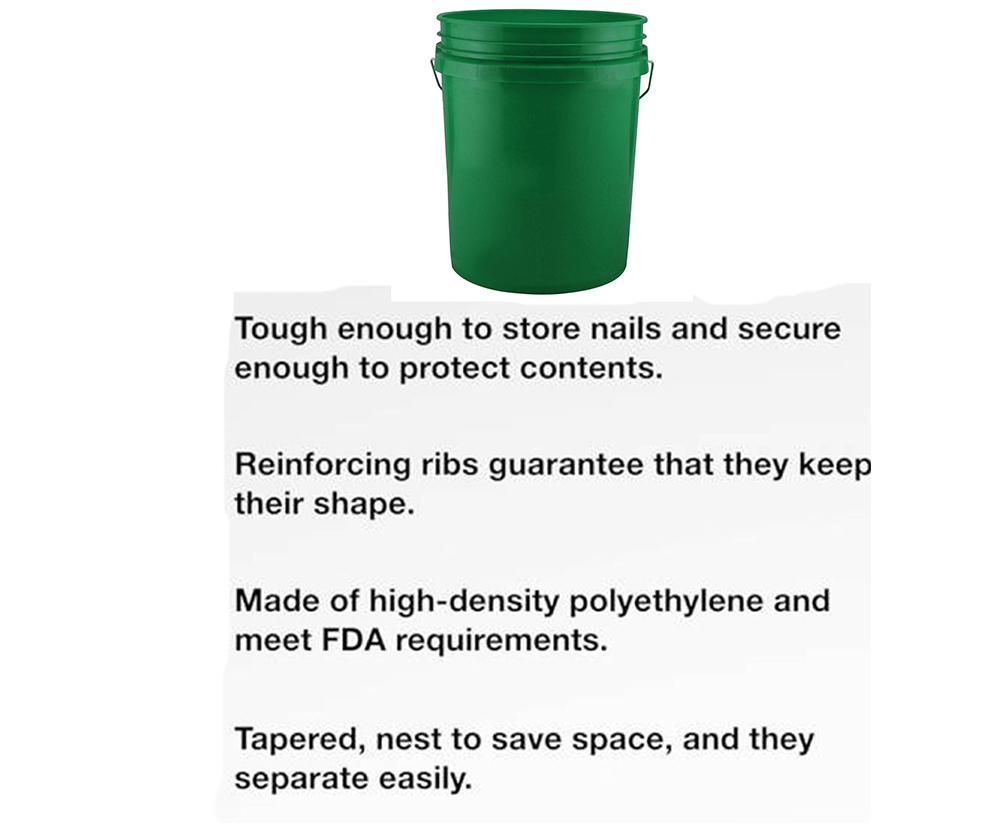 5 Gallon Plastic Buckets Green | Six Pack