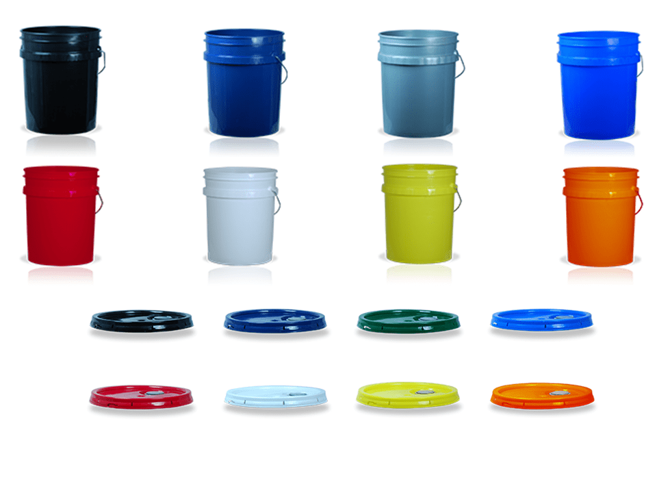 Colored plastic 5 gallon buckets store