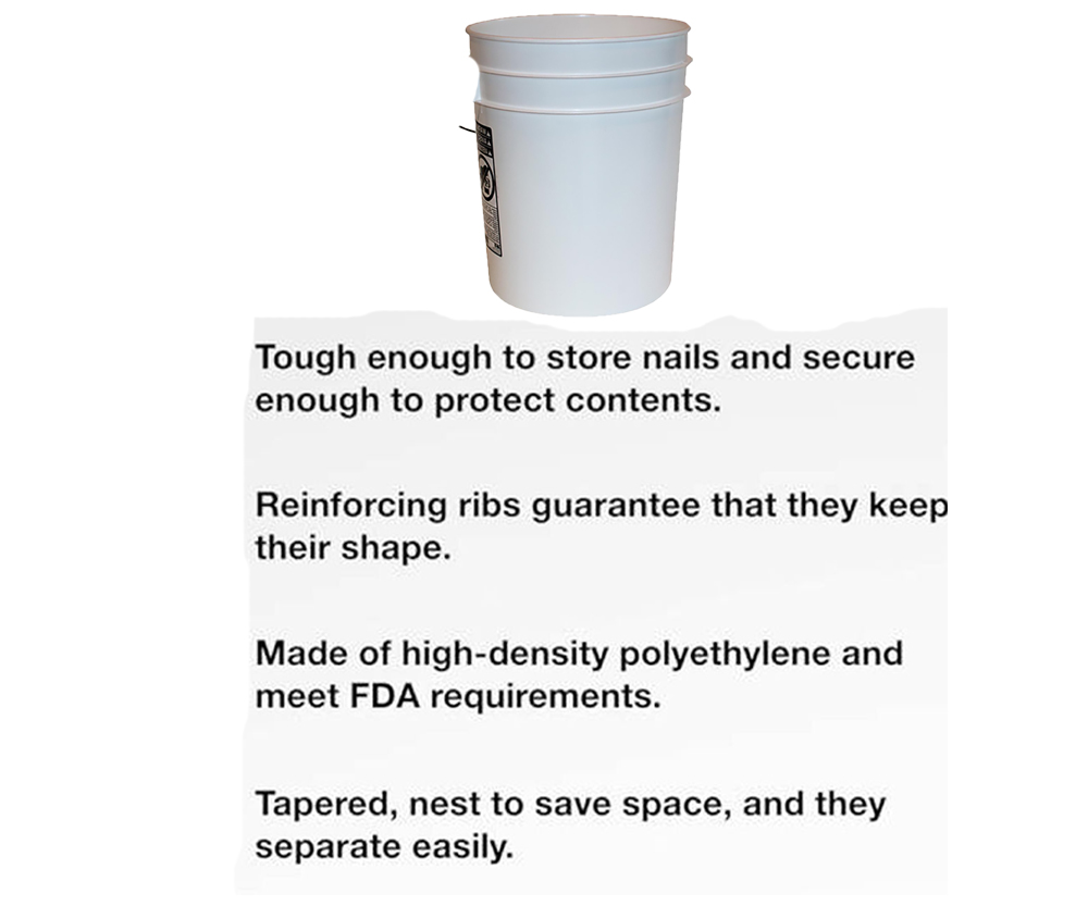 5 Gallon Plastic Buckets White | Six Pack