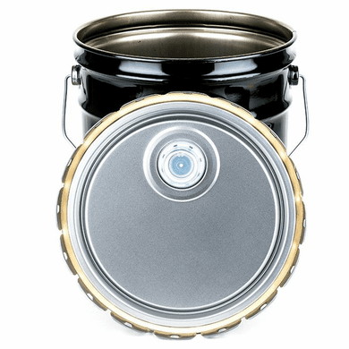 5 Gallon Steel Pail, Open Head, Lug, Flexspout® Opening, 28 Gauge - Black