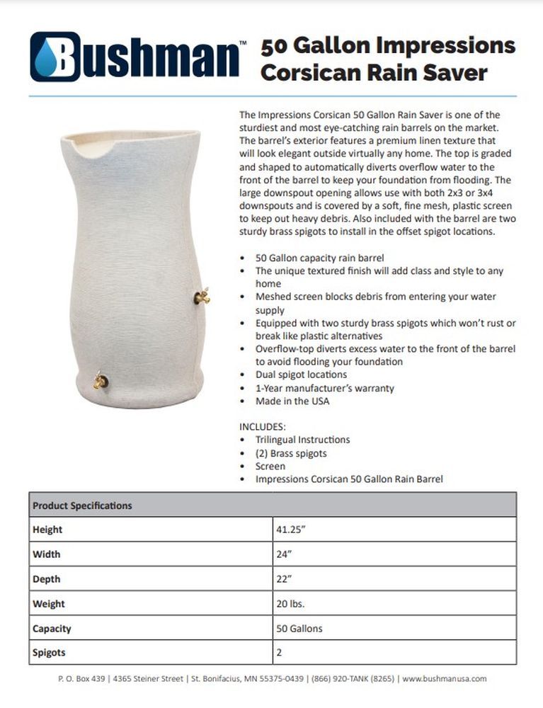 50 Gallon Impressions Corsican Rain Saver Barrel Free Shipping!
