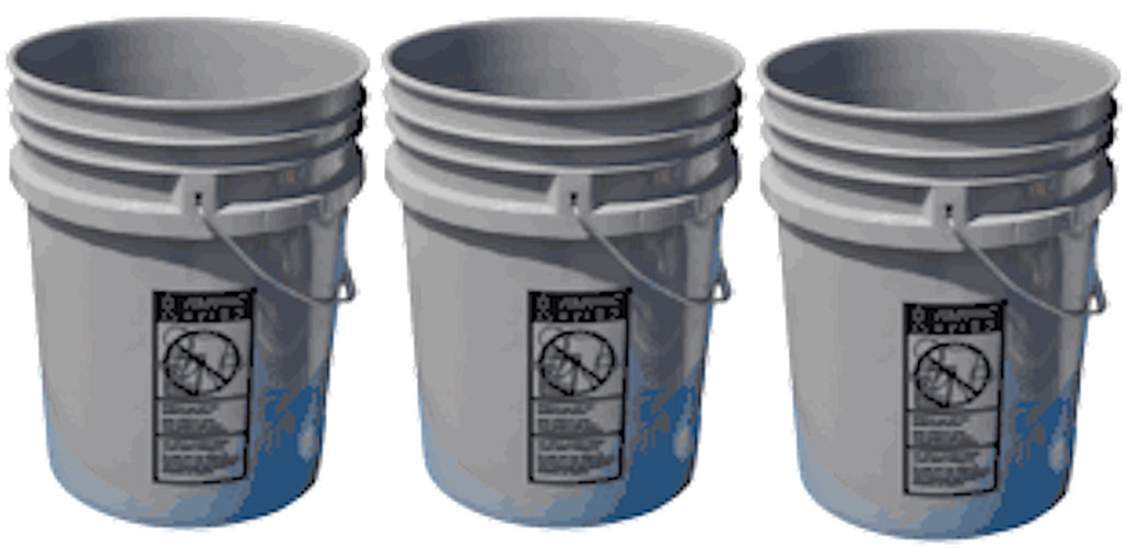 5 Gallon Gray Bucket 3 pack