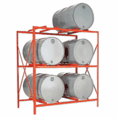6-Drum, 3 Shelves - Economical Drum Storage Racks