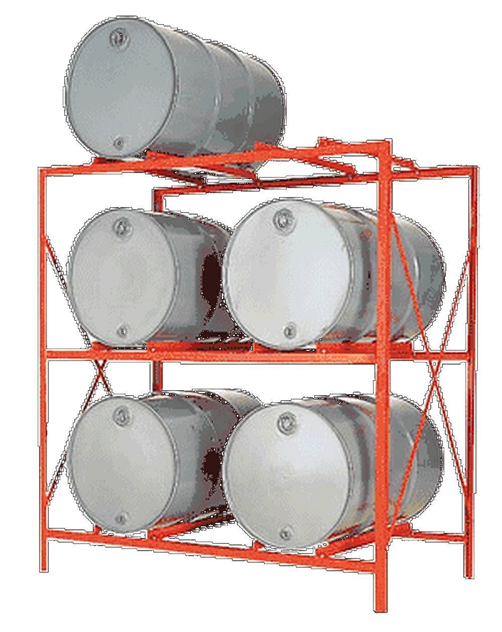 6-Drum, 3 Shelves - Economical Drum Storage Racks