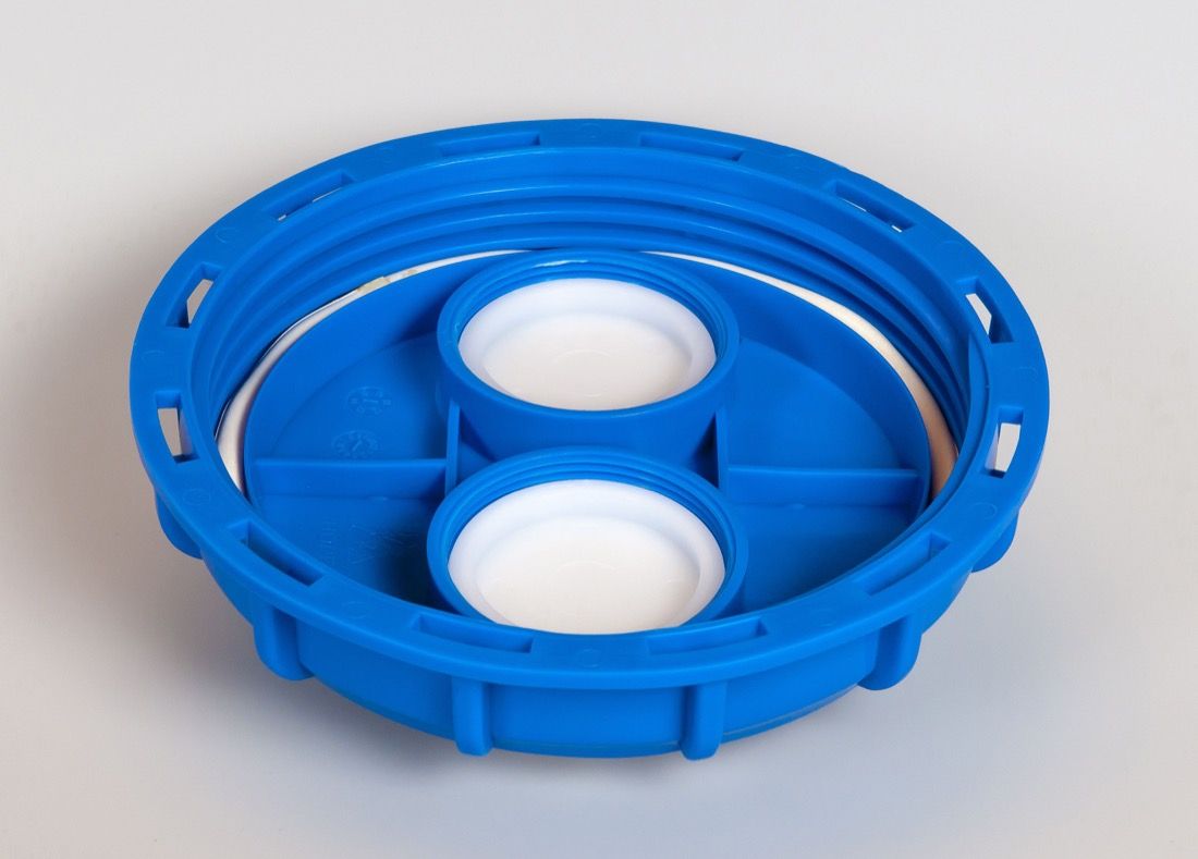6 Inch IBC Cap with Double 2" Bung Caps For Ibc Tanks Hdpe Molded Blue ...
