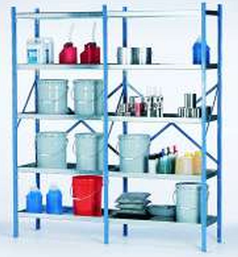 Industrial Containment Storage Shelves | 8 Shelf System | 72 x 18 x 84