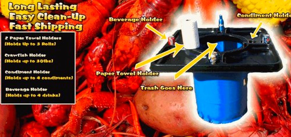 Durable Plastic Crawfish Table - Fits 55-Gallon Barrel with Trash Hole & Beverage Holders
