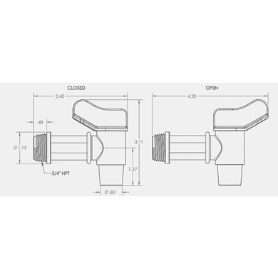 Flow Rite 3/4" Faucet | Plastic Drum Faucet Spigot