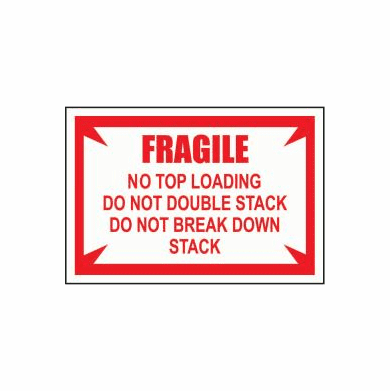 Fragile, No Top Load 3 1/2 x 5 1/2 500 Pack