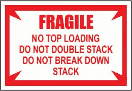 Fragile, No Top Load 3 1/2 x 5 1/2 500 Pack