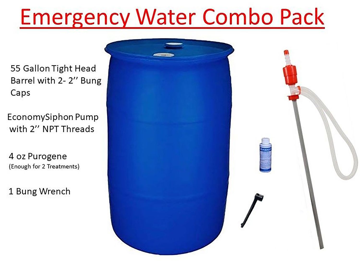 55 Gallon Emergency Water Barrel Storage Combo Pack: With Barrel ...