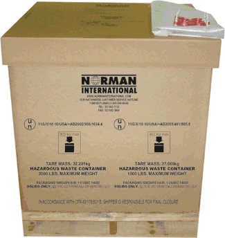 Gaylord, Cubic Yard Box, Hazardous Waste, IBC, Includes Black Liner