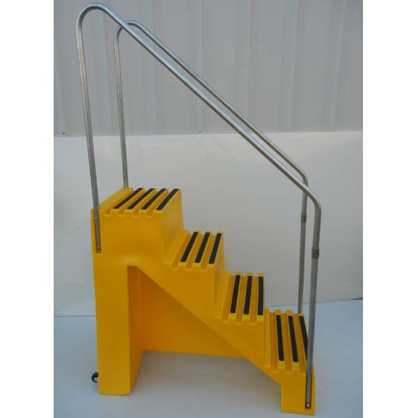 Industrial Portable Steps 4-step unit w/handrails and casters