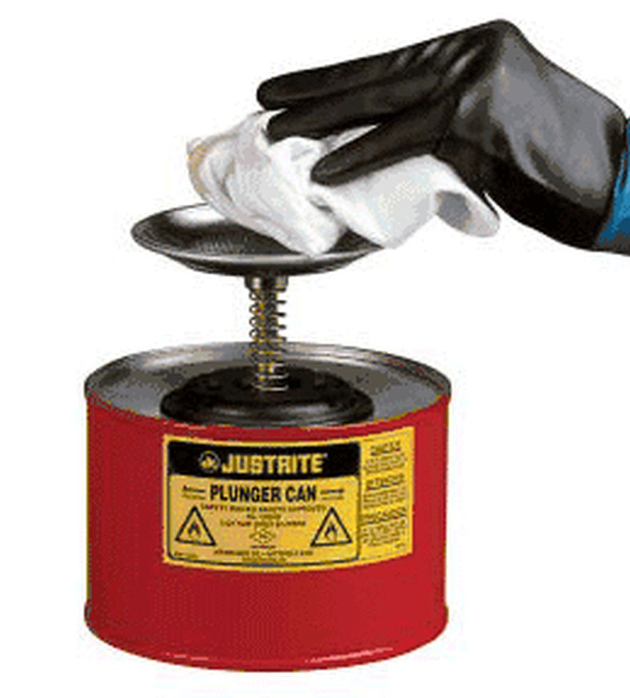 Justrite Job Matched Plunger Safety Cans Coated steel 1/2 gallon