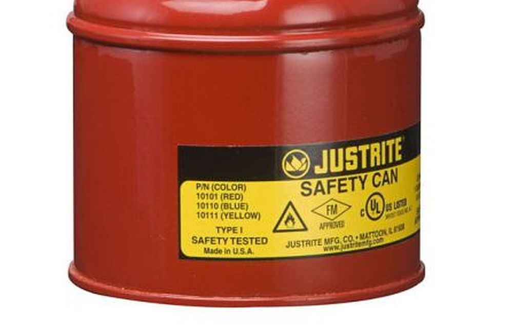 Justrite Type I Premium Coated Steel Safety Can 1 quart Red | for ...