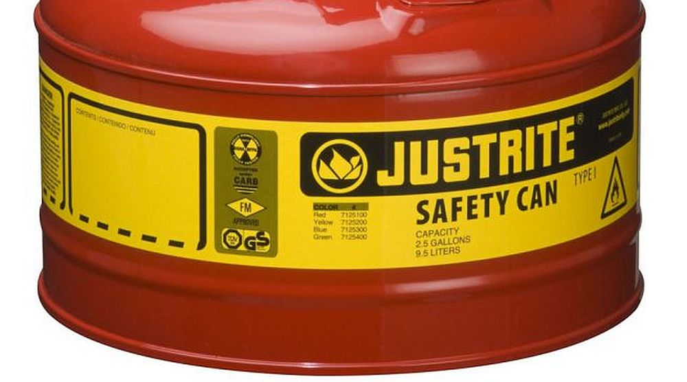 Justrite Type I Premium Coated Steel Safety Can 2 1/2 gallon Red | for ...