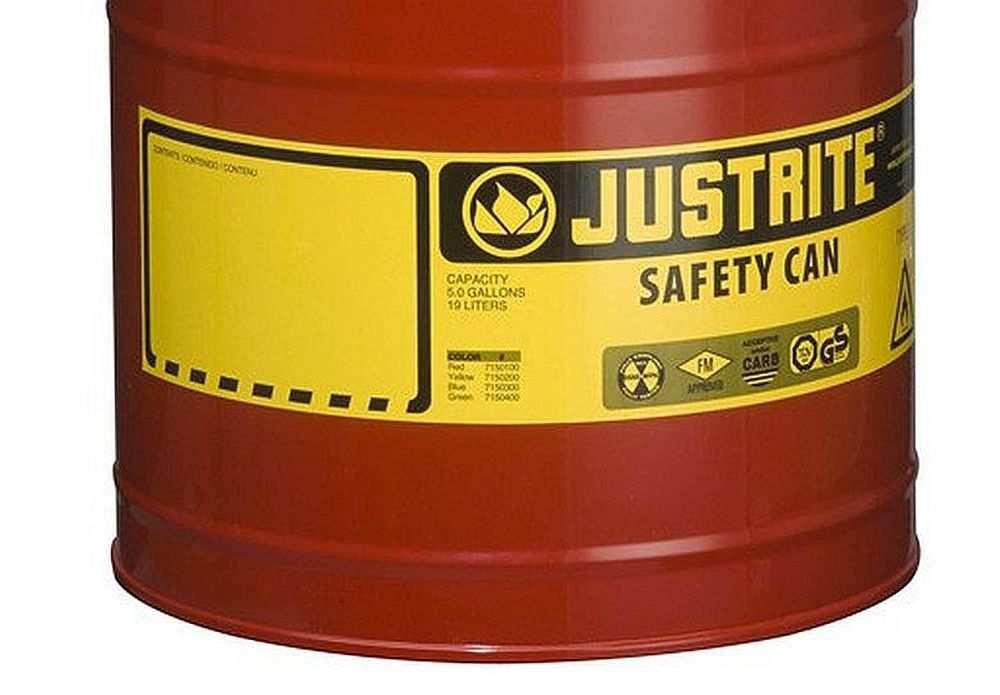 Justrite Type I Premium Coated Steel Safety Can 5 gallon Red | for ...