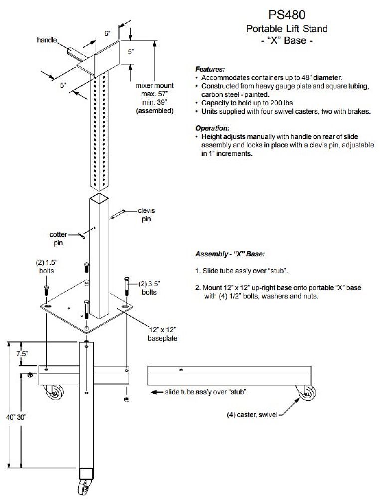 Heavy-Duty Mixer Mounting Stand – Portable & Adjustable | 200 lb Capacity