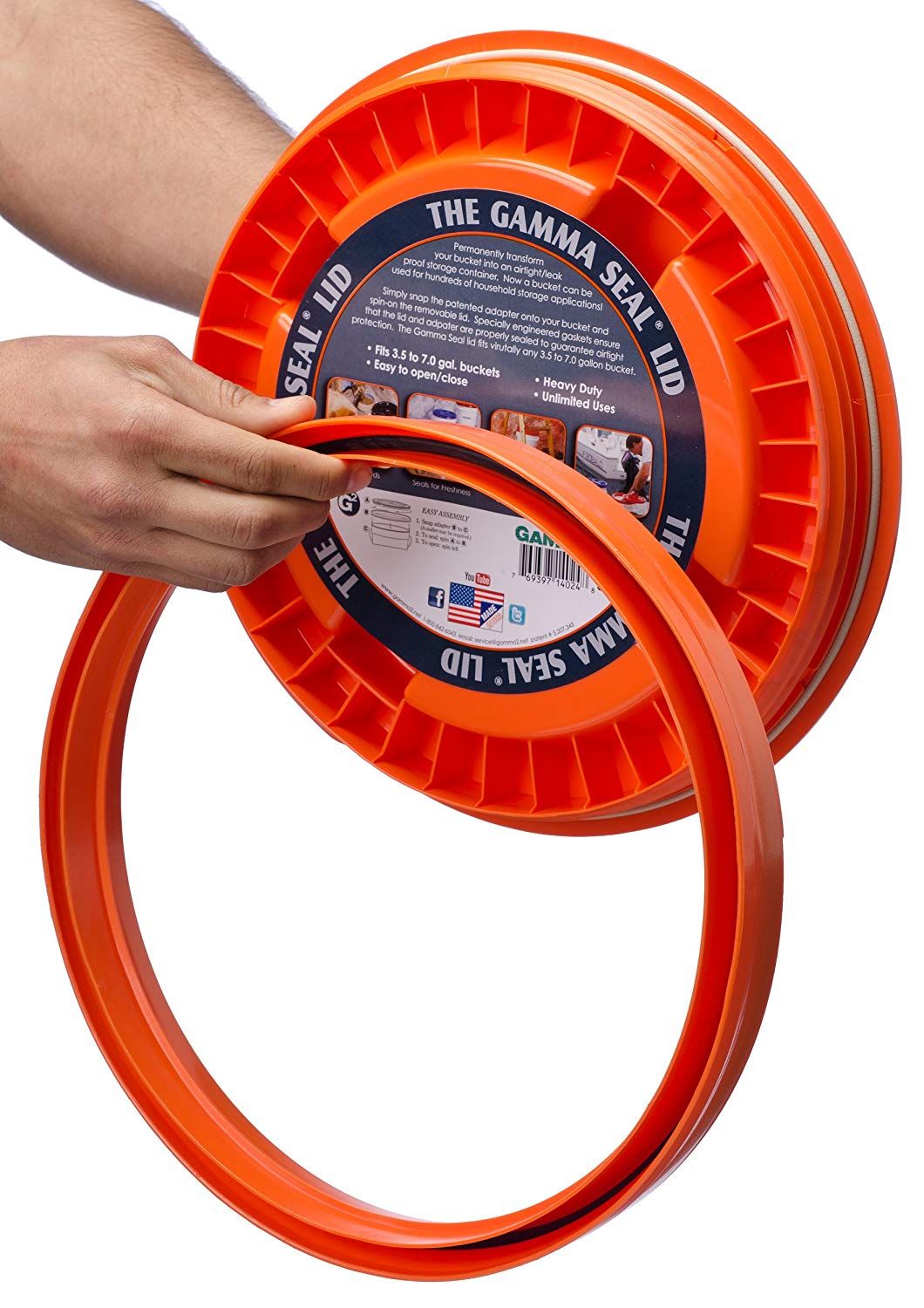 Orange 5 Gallon Plastic Buckets and Gamma Seal Lids Food Grade Combo 3 ...