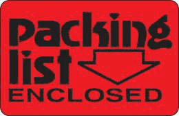 Packing List Enclosed Caution Label 4 x 3
