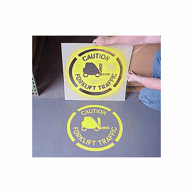 PolyTough Stencils CAUTION FORKLIFT TRAFFIC w/symbol