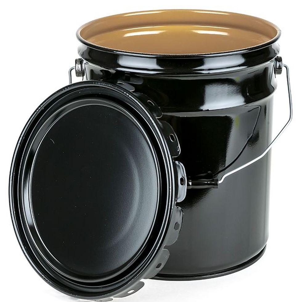 UN Rated Epoxy Lined 5 Gallon Open-Head Steel Pail with Lug Cover | 26 ...