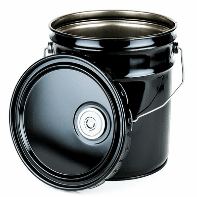 5 Gallon Steel Pail, Open Head, Lug, Flexspout® Opening, 28 Gauge - Black