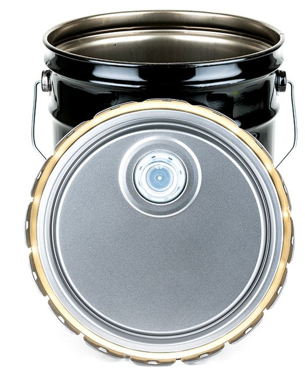 5 Gallon Steel Pail, Open Head, Lug, Flexspout® Opening, 28 Gauge - Black