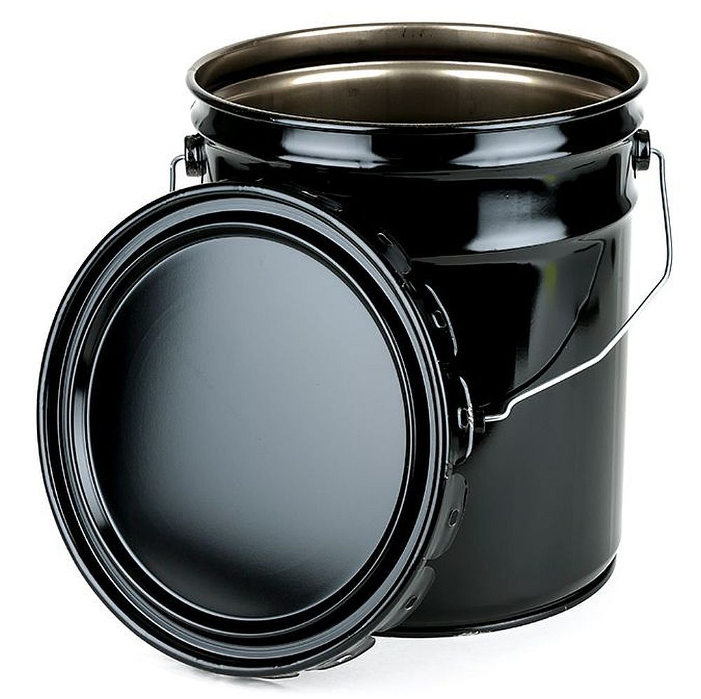 Unlined Rust-Inhibitor 5 Gallon Open-Head Steel Pails & Covers Black ...