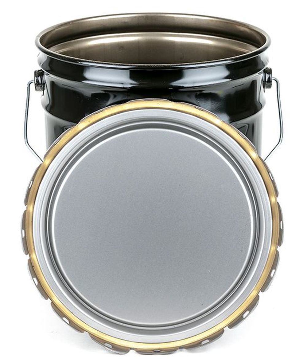 Unlined Rust-Inhibitor 5 Gallon Open-Head Steel Pails & Covers Black ...